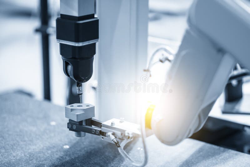 The Robotic System Working with Multi-axis CMM Machine Stock Image ...
