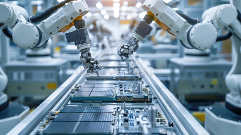 Robotic Systems Assembling Semiconductor Components Stock Illustration ...