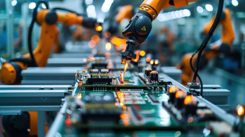 Robotic Systems Assembling Semiconductor Components Stock Illustration ...