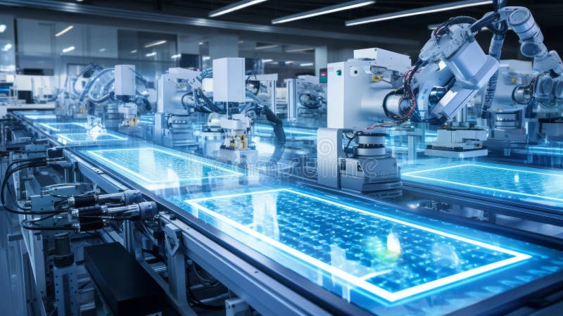 Robotic Technological Factory Stock Illustration - Illustration of ...