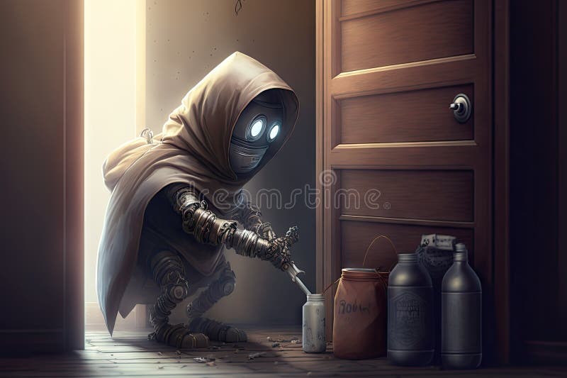Robotic Thief Sneaking into House and Stealing Valuable Items Stock ...