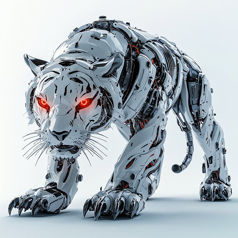 Robotic Tiger Artificial Intelligence Animal Predator Concept Isolated ...