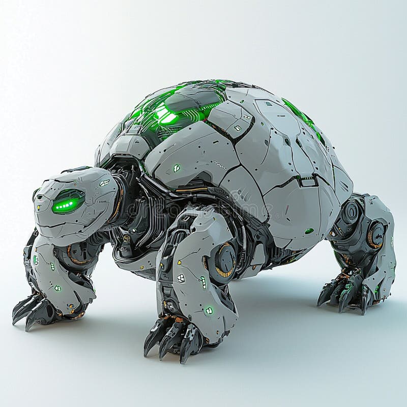 Robotic Tortoise Concept Art Digital Rendering Future Tech Isolated on ...
