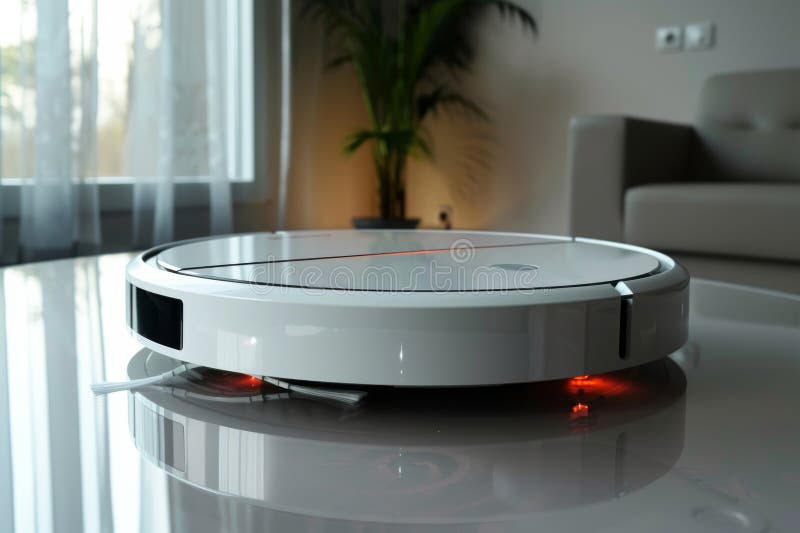 Robotic Vacuum Cleaner in a Modern Home Stock Image - Image of ...