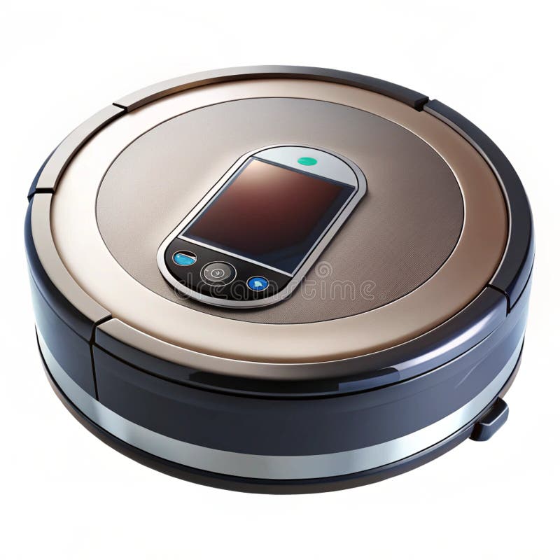 Robotic Vacuum Cleaner with Smart Control Panel Stock Illustration ...