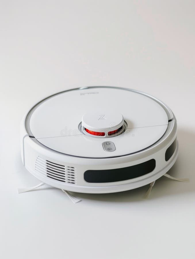Robotic Vacuum Cleaner on Table Stock Image - Image of household ...