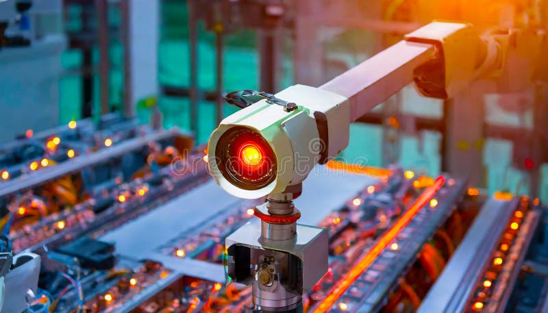 Robotic Vision Sensor Camera System in Intellegence Factory Stock ...