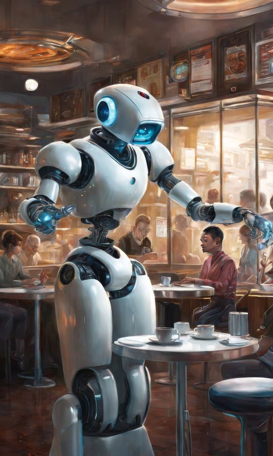 Robotic Waiter Serving Coffee Stock Photo - Image of hospitality ...