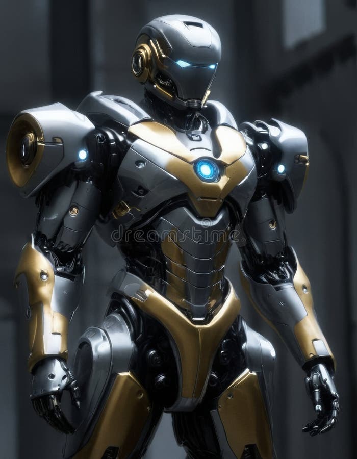 Robotic Warrior in Dynamic Pose Stock Photo - Image of biotechnology ...