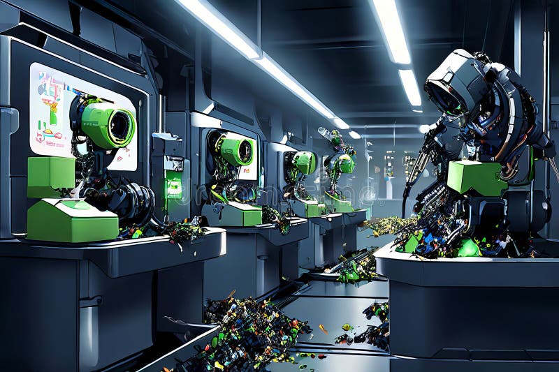 Robotic Waste Collection System with Ai Sorting and Recycling Ca Stock ...