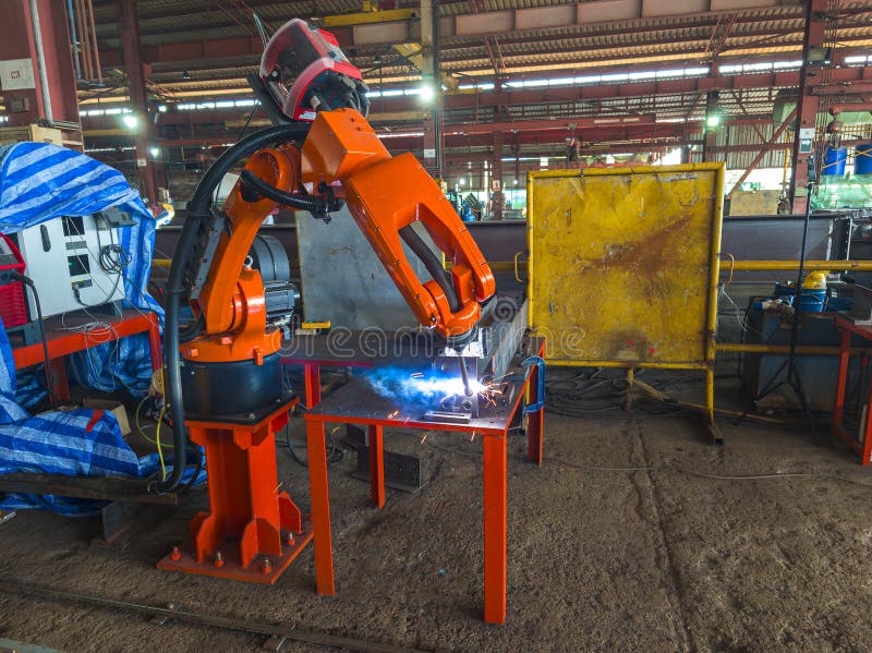 Robotic Welding Machine, Welding a Steel Plate of Steel Structure with ...