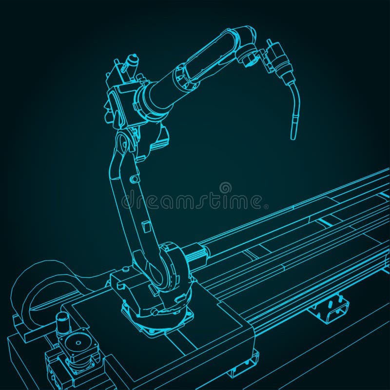 Robotic Welding Machine Drawings Stock Vector - Illustration of robot ...