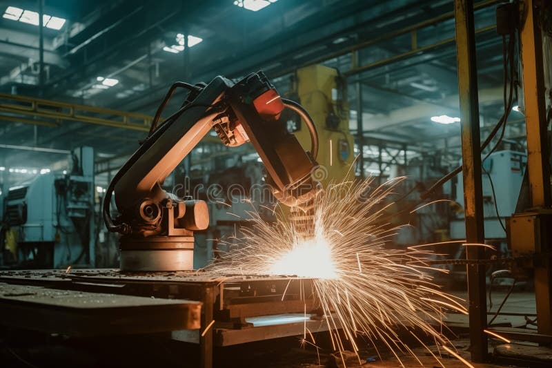 Robotic Welding. Robots Welding in Workshop of Industrial Plant Stock ... Robotic Welding. Robots Welding in Workshop of Industrial Plant Stock ...