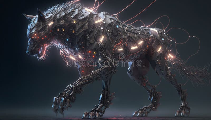 Robotic Wolf 3d art stock illustration. Illustration of mythical ...