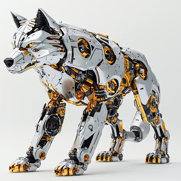 Robotic Wolf Artificial Intelligence Animal Machine Design Isolated on ...