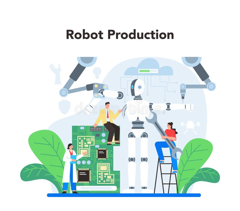 Roboticist Concept Set. Robotic Engineering and Constructing Stock ...