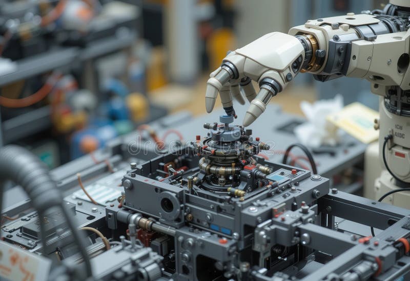 Robotics in Action As a Mechanical Hand Assembles Intricate Machinery ...