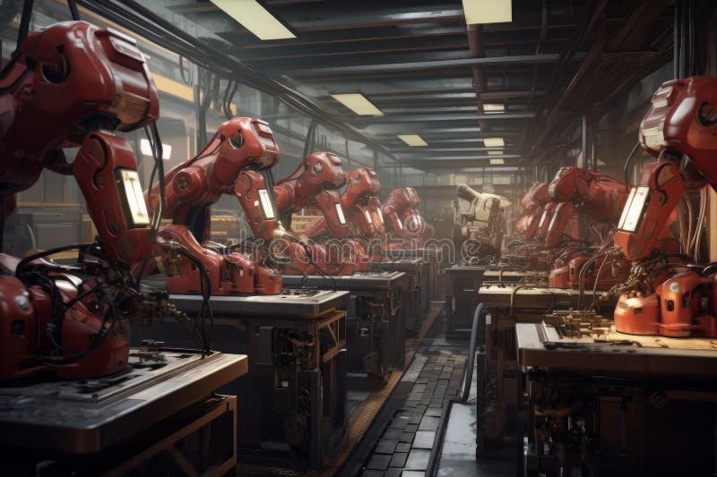 Robotics Arm Factory. Generate Ai Stock Image - Image of automated ...
