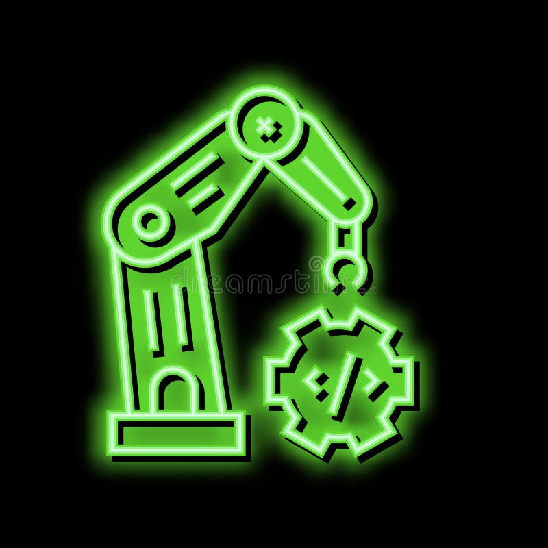 Robotics Arm Technology Neon Glow Icon Illustration Stock Vector ...