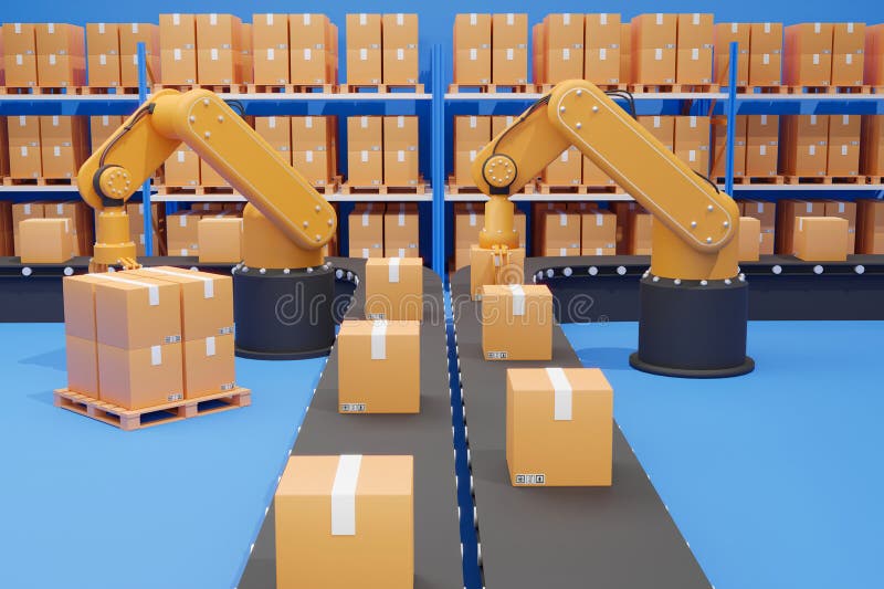 Robotic Arm Handling Packages Logistics Warehouse Space Stock Photos - Free & Royalty-Free Stock ...