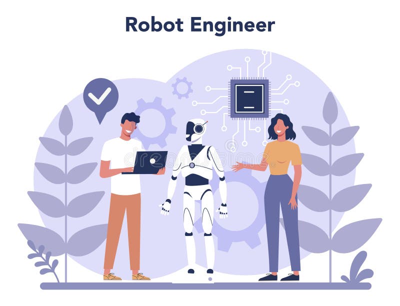 Robotics Concept. Robot Engineering and Programming Stock Vector - Illustration of electronic ...