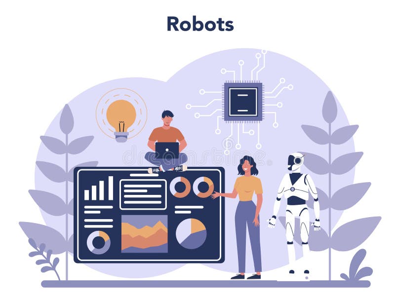 Robotics School Subject Concept Set. Robot Engineering Stock Vector - Illustration of isolated ...