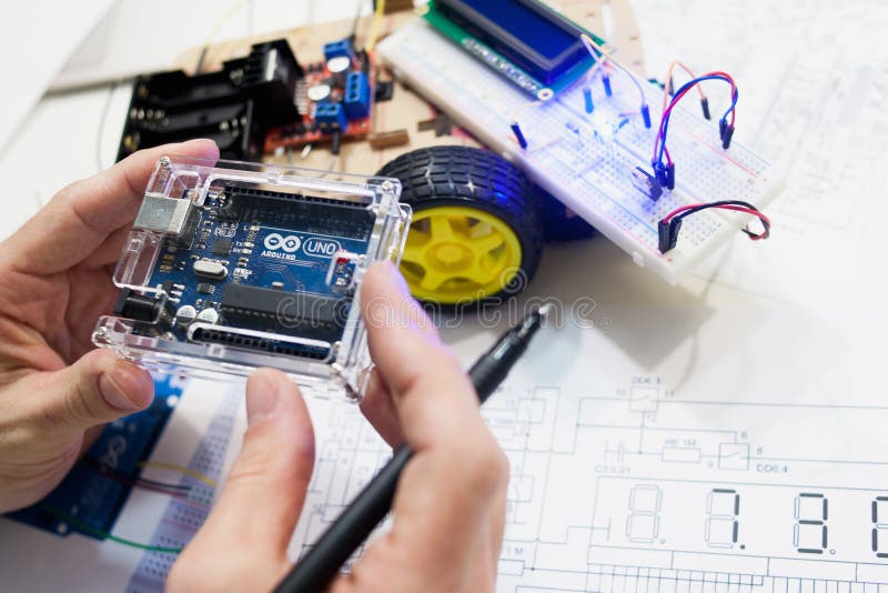 Robotics Creation With Arduino Uno Microcontroller Editorial Photo Image Of Memory Ultrasonic