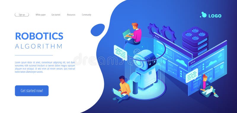 Robotics Developer Isometric 3D Landing Page. Stock Vector - Illustration of innovation, landing ...