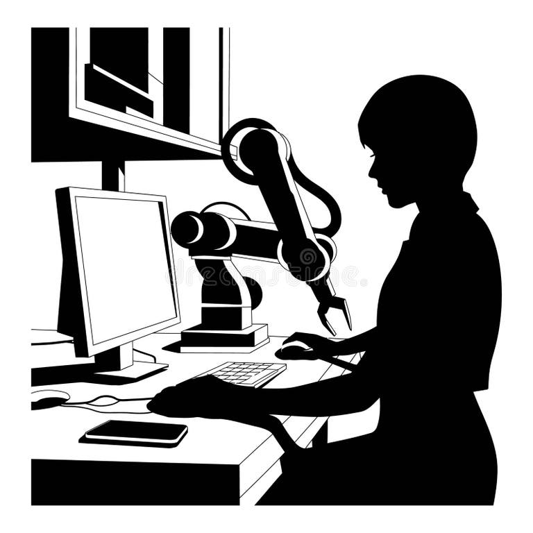 Robotics Engineer at Workstation Silhouette Stock Illustration ...