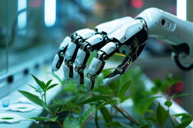 Robotics Engineering Lab with a Focus on a Robotic Hand Performing ...