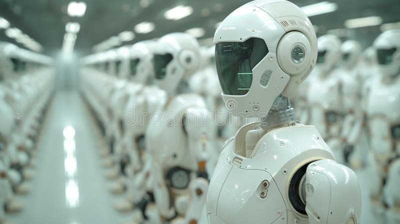 Robotics Factory with Automated Assembly Lines and Robots Programmed ...