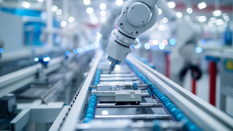 Robotics Factory with Automated Assembly Lines and Robots Programmed Stock Photo - Image of ...