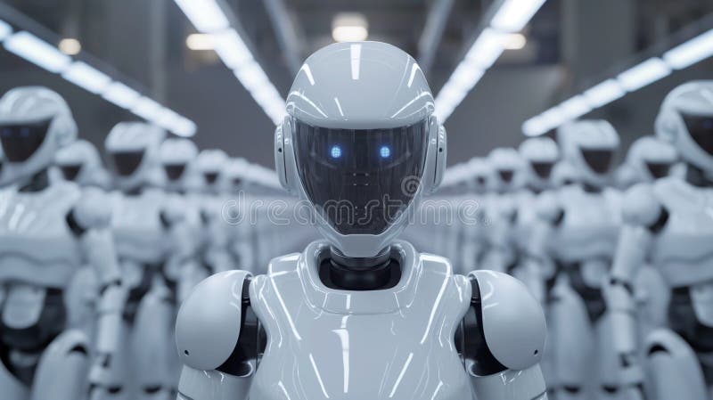Robotics Factory With Automated Assembly Lines And Robots Programmed Stock Image Image Of