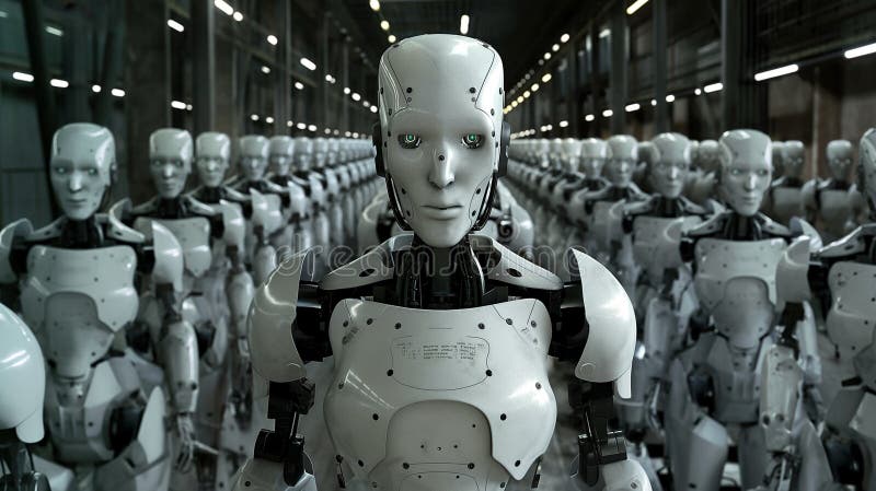 Robotics Factory With Automated Assembly Lines And Robots Programmed Stock Image Image Of