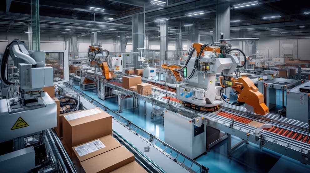 Robotics Food Packing Plant Stock Illustration - Illustration of ...