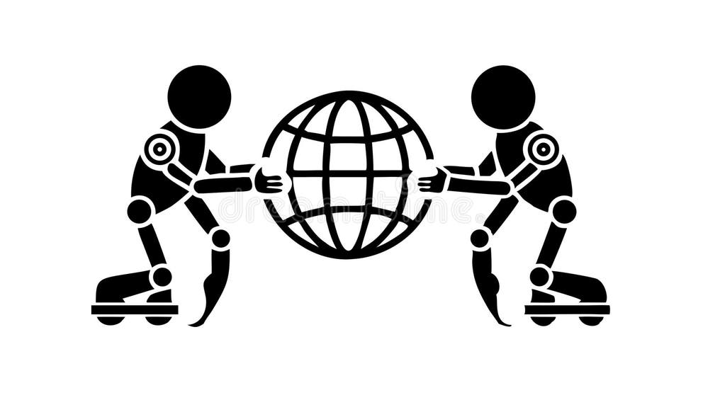 Robotics and Globe, AI for Earth, Global Automation, Vector Design ...