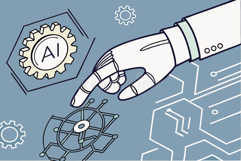Robotics Hand Touching An Ai Icon Generative Artificial Intelligence Process Automation And