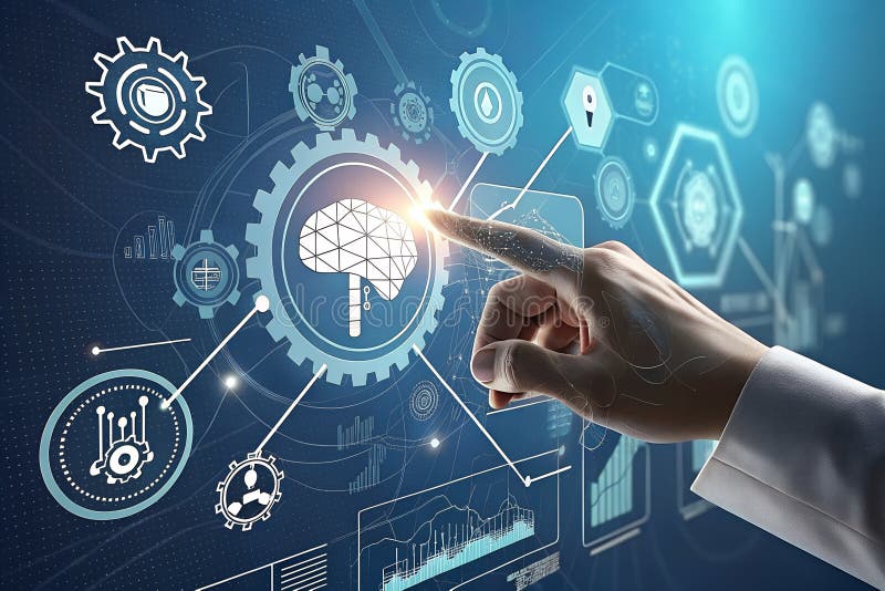 Robotics Hand Touching an AI Icon, Generative Artificial Intelligence ...