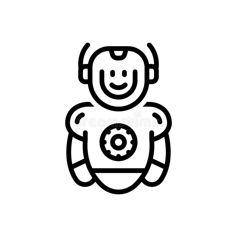 Black Line Icon for Robotics, Humanoid and Electronic Stock Vector ...