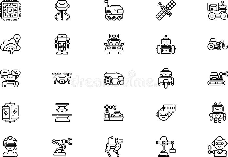 Robotics Icons Collection is a Vector Illustration with Editable Stroke ...