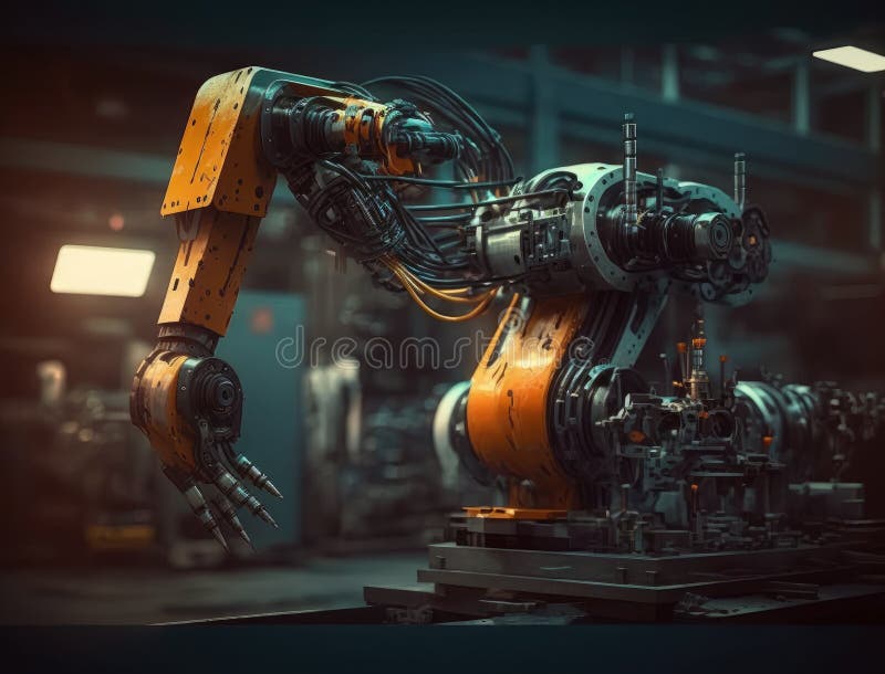 Robotics Industry Four Engineering Facility Robot Arm Moving at ...