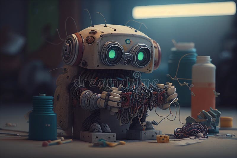 Robotics and Intelligent Robots. AI Generated Stock Illustration ...