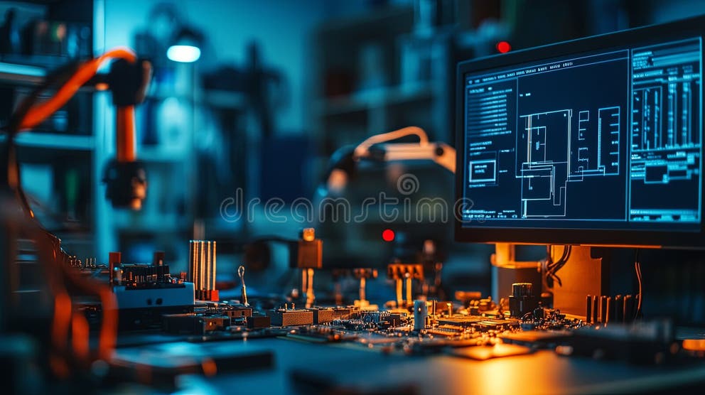 A Robotics Lab with Circuits, Soldering Tools, and a Programming Stock ...