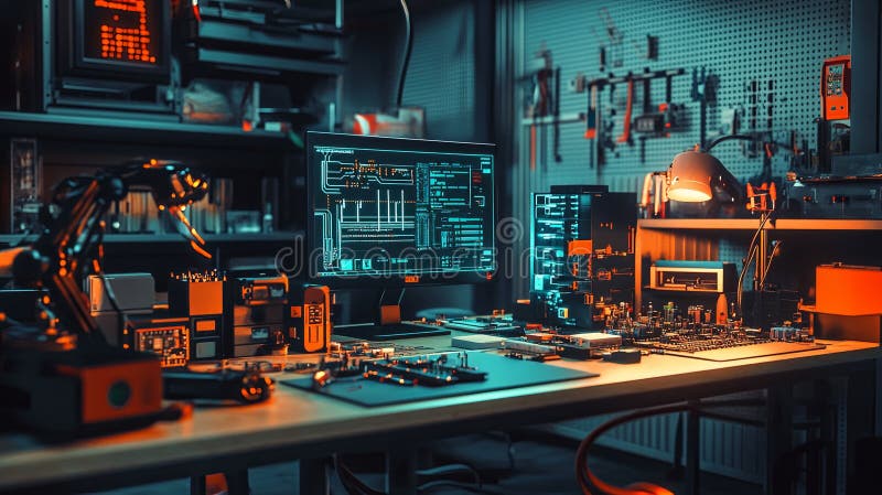 A Robotics Lab With Circuits Soldering Tools And A Programming Stock 2336