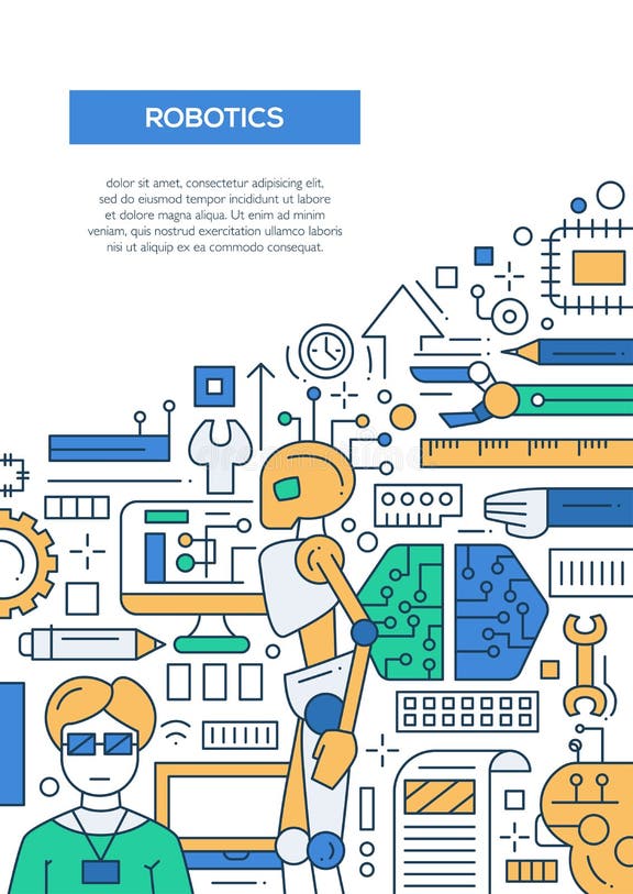 Robotics - Line Design Brochure Poster Template A4 Stock Vector ...