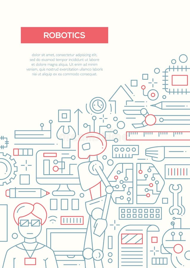 Robotics - Line Design Brochure Poster Template A4 Stock Vector ...