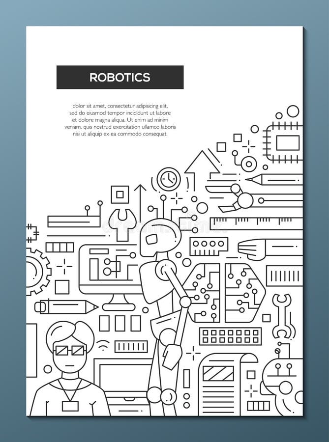 Robotics - Line Design Brochure Poster Template A4 Stock Vector ...