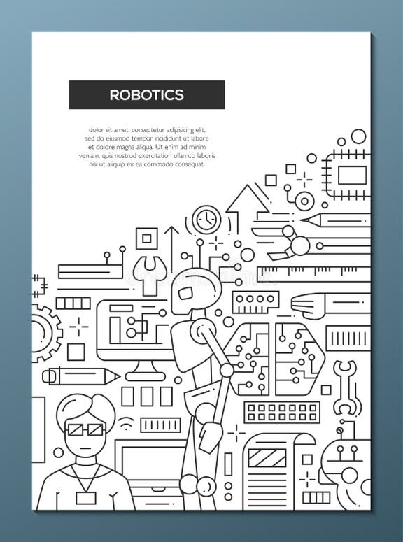 Robotics - Line Design Brochure Poster Template A4 Stock Vector ...