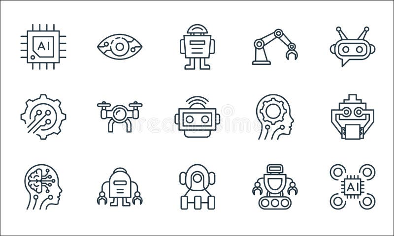 Robotics Line Icons. Linear Set Stock Vector - Illustration of pack ...