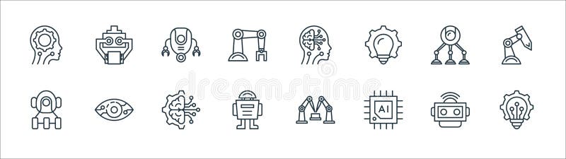 Robotics Line Icons. Linear Set Stock Vector - Illustration of cute ...
